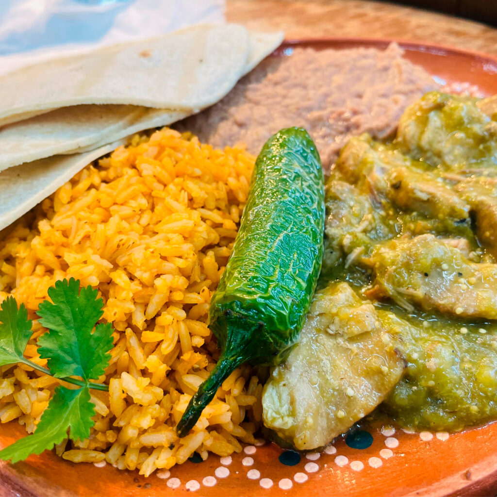 Chile Verde Plate - El Toro Tortilla Factory